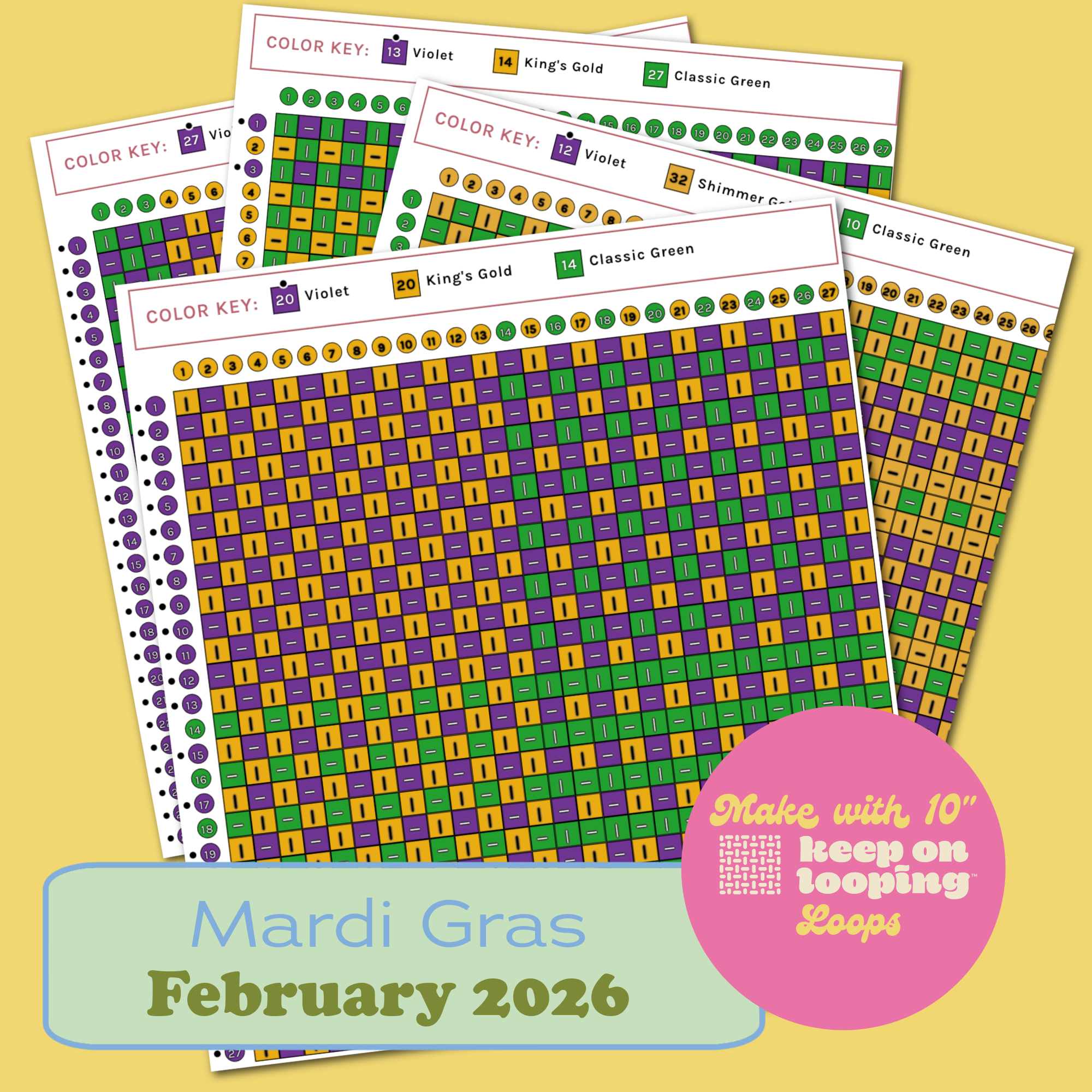Digital KOL Patterns - Feb 2026 - Mardi Gras – Acorns & Twigs