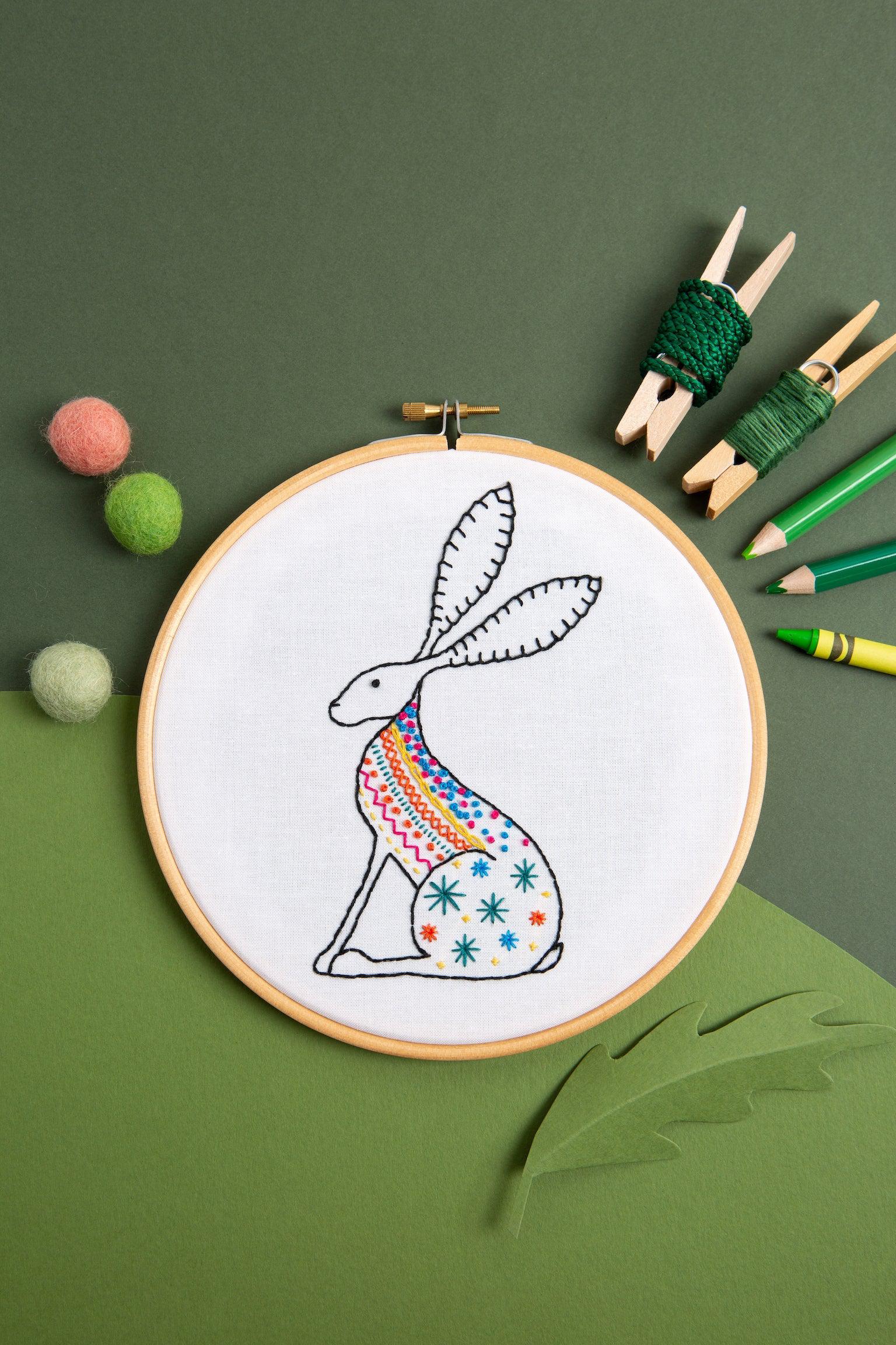 Hare Embroidery Kit – Acorns & Twigs